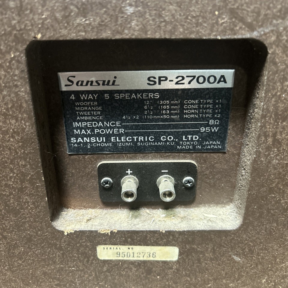 Two Vintage Sansui SP-2700 A Floorstanding Speakers 25.5” Untested ...