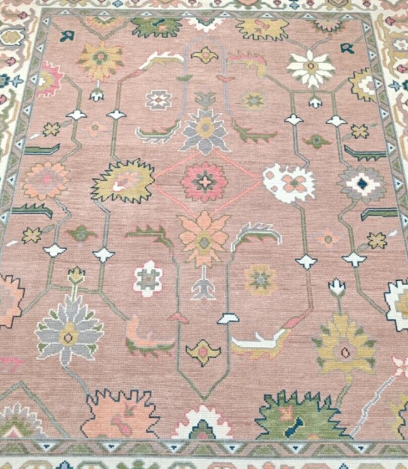 8x10 Hand knotted Oushak Tribal Fine Wool Area Oriental Area Rug Pink ...