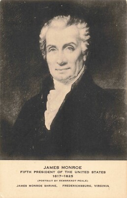 Postcard Portrait James Monroe Fifth US President Rembrandt Peale ...