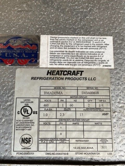 Bohn Evaporator #BMA245MA 24,500 BTU Used Unit Air Defrost | eBay