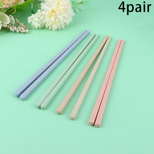 4Pairs Wheat Straw Chopsticks Healthy Tableware Non-slip Chinese ...