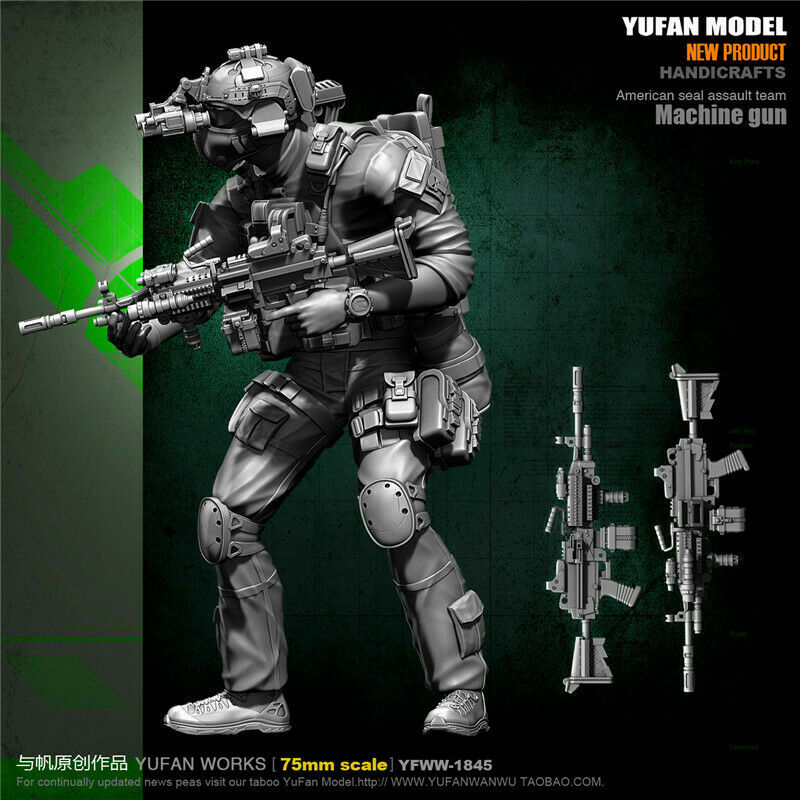 1/24 Machine Gunner Resin Kits Unpainted Figure Model GK Unassembled ...