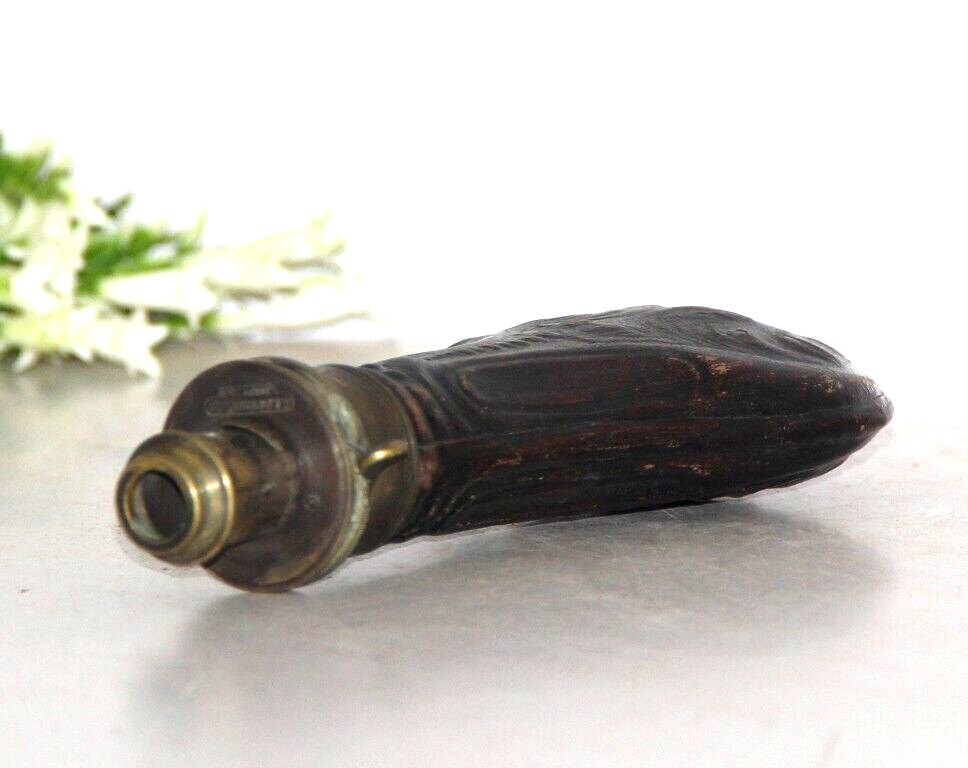 Antique Victorian Unique Shape Brass & Copper Gun Powder Bottle, Flask ...
