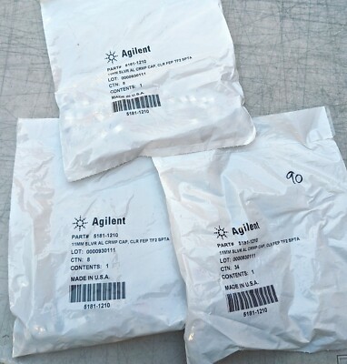 250 x Agilent 5181-1210 Cap Crimp silver aluminum 11 mm PTFE red Rubber ...