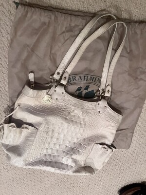 Brahmin Leather Handbag Preowned White Pearl Vintage Excellent ...