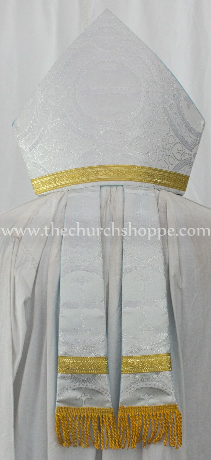 New Metallic Silver Mitre with AM (AVE MARIA) embroidery,mitra,Bishop's ...