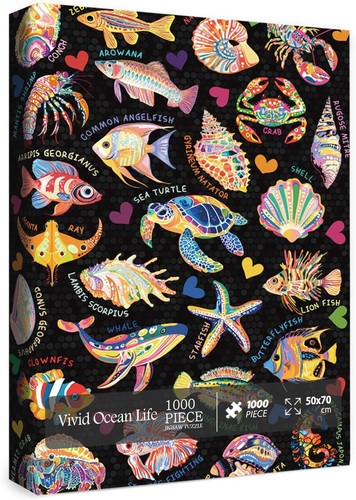 Ocean Animal Puzzle for Adults 1000 Pieces, Colorful Collage Jigsaw ...