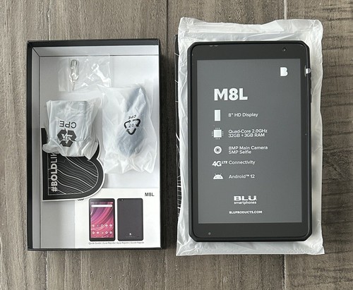 BLU M8L Unlocked 32GB Tablet, 8” HD Display, 2.0GHz Quad Core, 3GB RAM ...