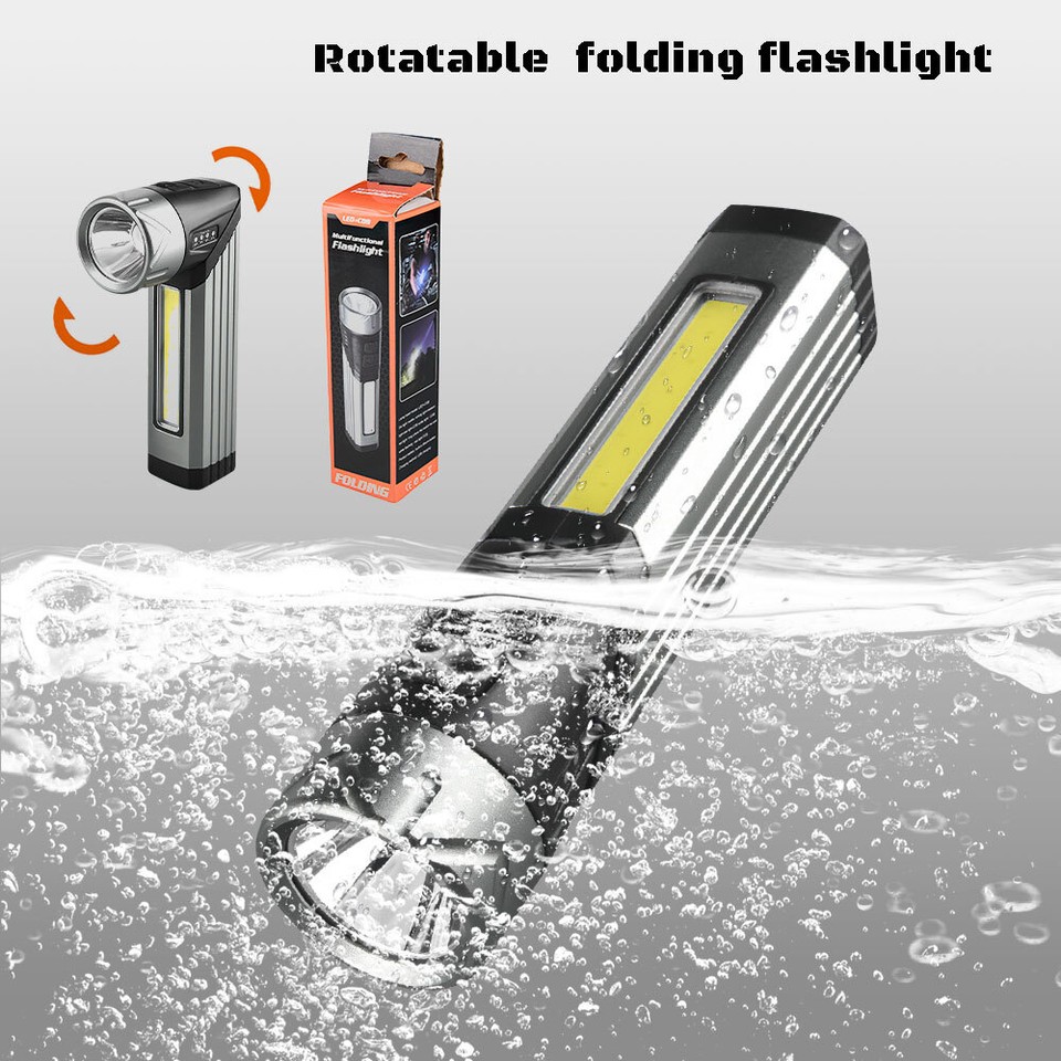 USB Rechargeable Magnetic Work Light Flashlight LED COB Torch Headlight ...