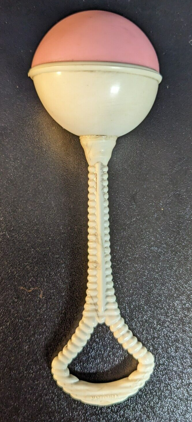 Vintage Irwin Plastic Pink and White Baby Rattle Made U.S.A. Plastic ...