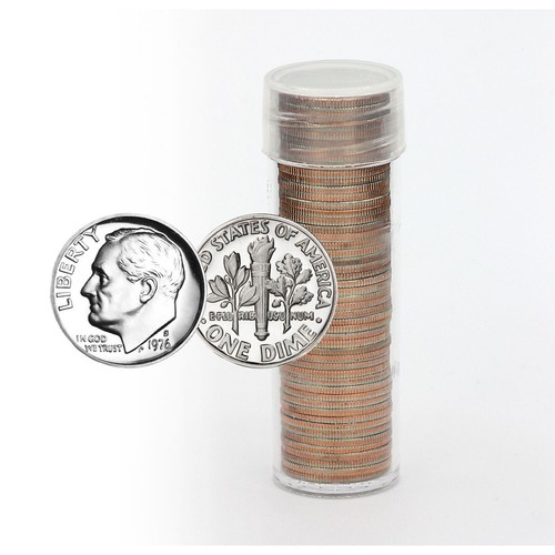 Roll of 1976 Proof Roosevelt Dimes (50 Proof Coins)-Protective Plastic ...