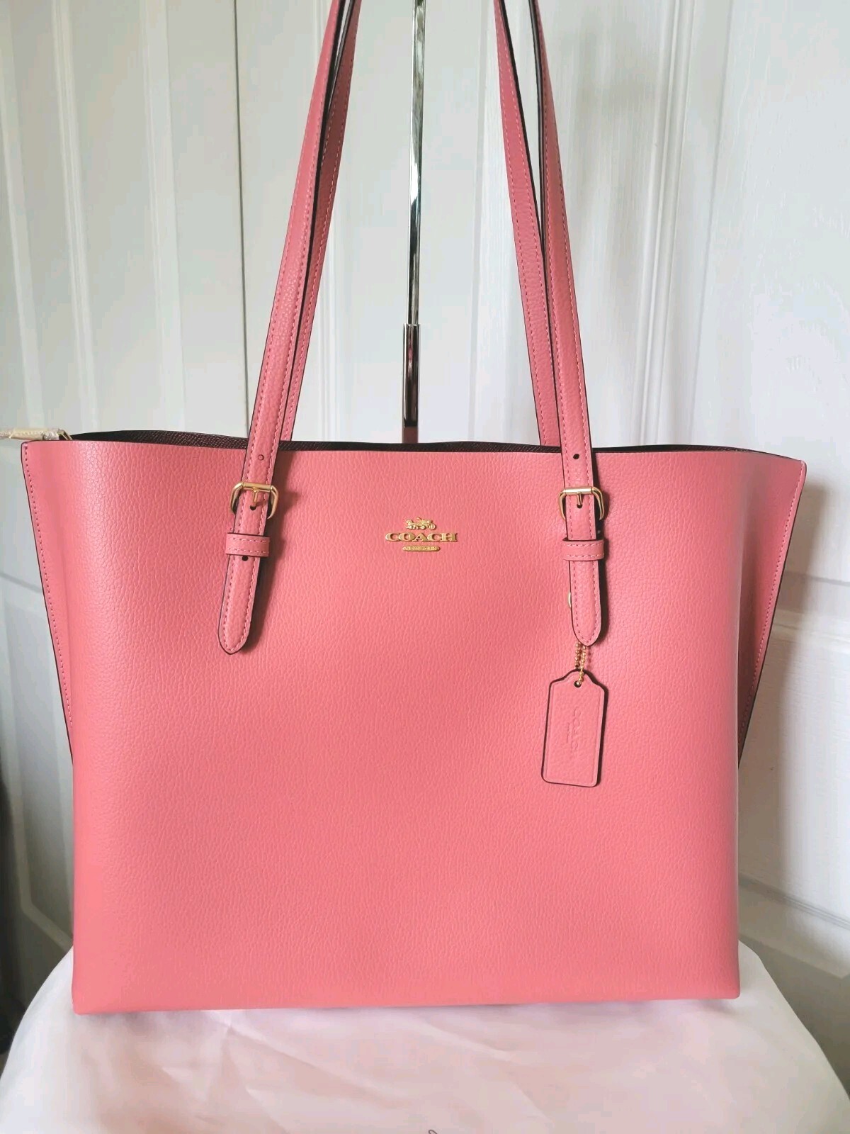 NWOT COACH MOLLIE 1671 Double Face Leather TAFFY PINK LARGE TOTE ...