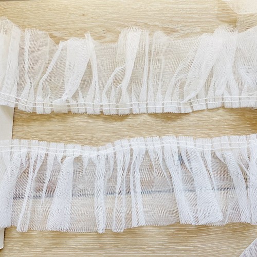 2 Yards Bright White Double Layers Ruffled Trim /Sewing/Crafts/Bridal/3 ...