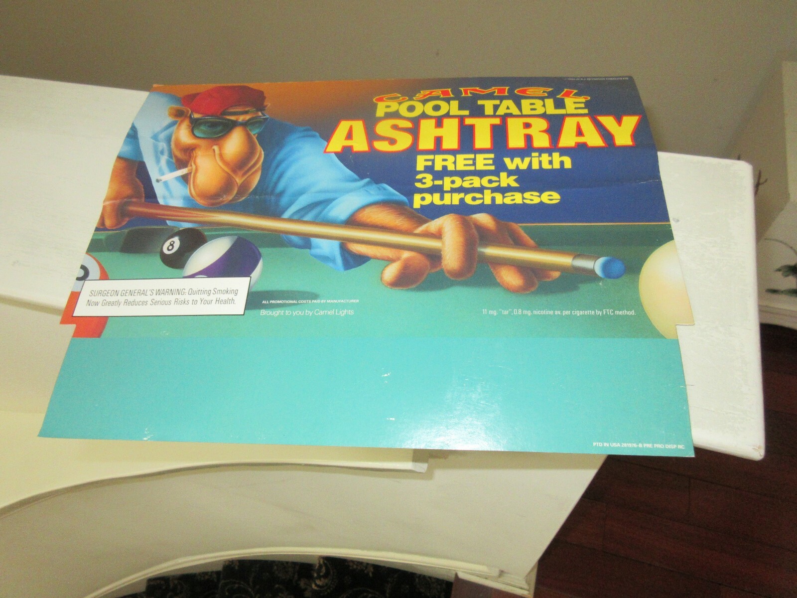 Camel Pool Table Ash Tray Poster ,131/2"X 101/2" , R.J. Reynolds, 1992 ...