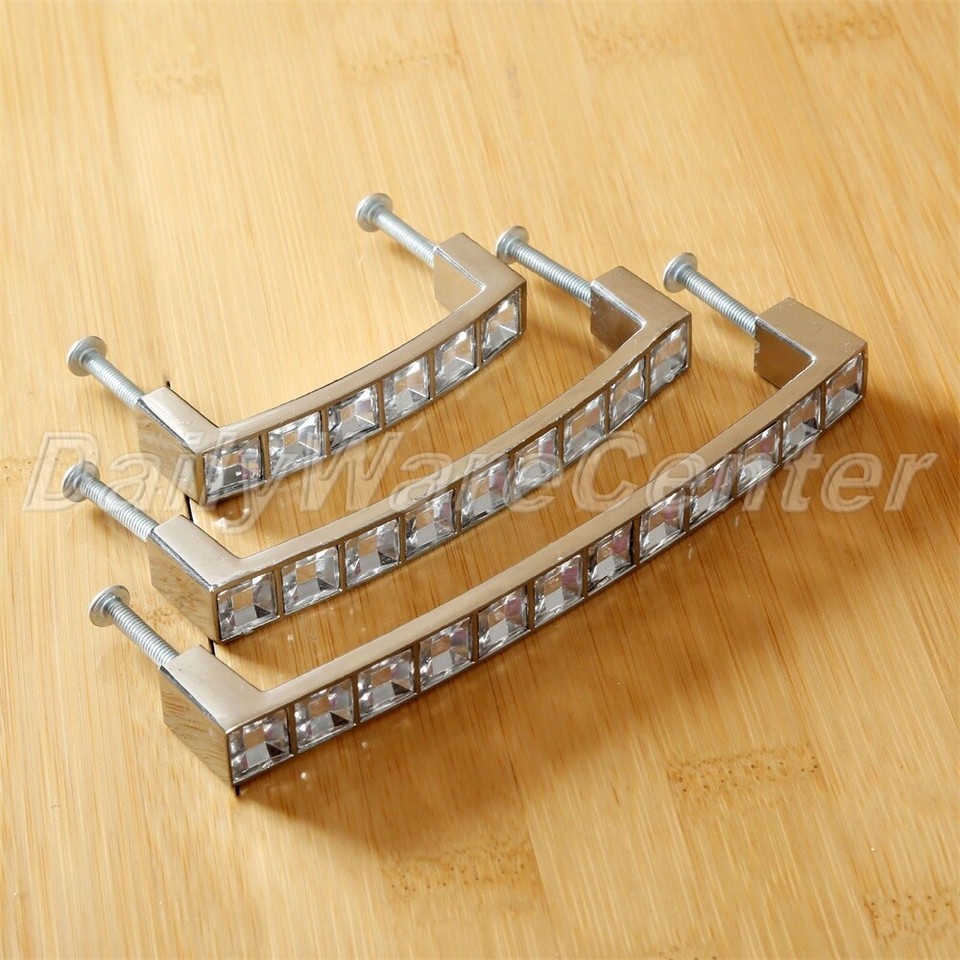 Modern Diamond Crystal Pull Handles Cabinet Wardrobe Furniture Drawer ...