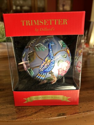 Blue Glass Ornament Italy Handpainted Peacock? Dillard's Trimsetter ...