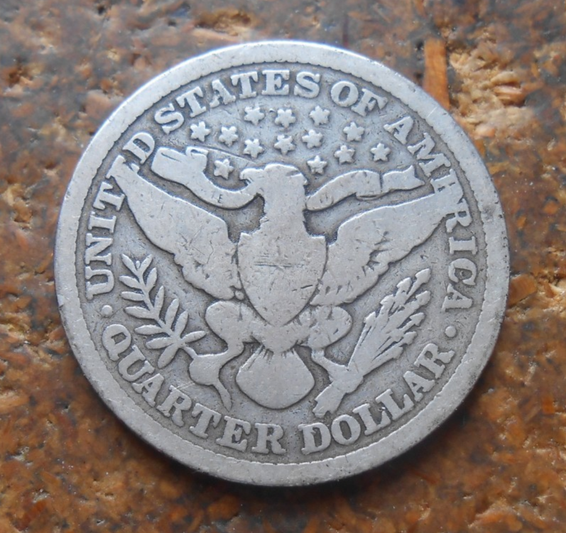 1900 BARBER SILVER QUARTER NICE GOOD CIRCULATED COIN FULL RIMS FREE ...