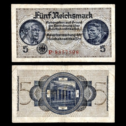 Nazi Germany 5 Reichsmark 1940 1945 Occupied Territories Paper Money ...