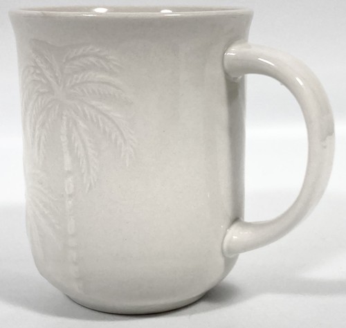 Oneida Casual Settings PALM Trees Embossed Raised All WHITE Coffee Mug ...