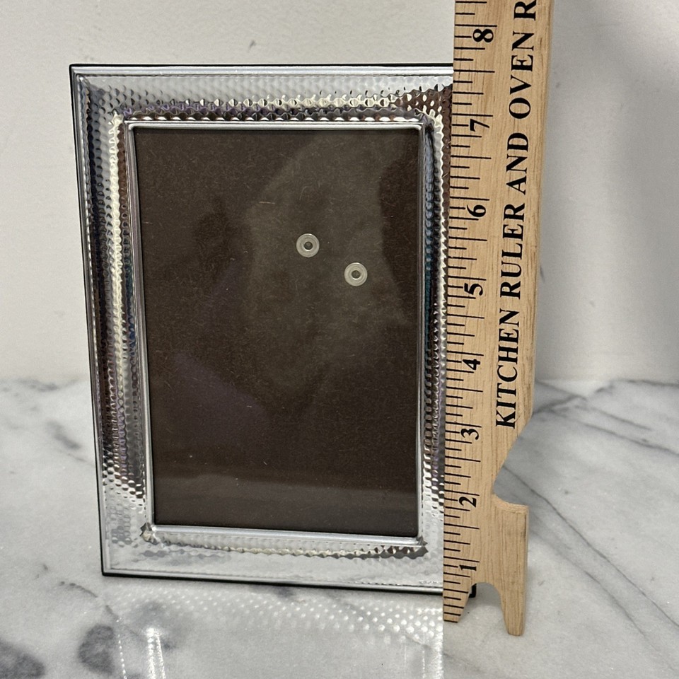 BELTRAMI Italian Miro Silver 99.9 Silver Photo Frame Hammered Wood Back ...