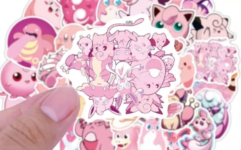 Cute 50pcs Pink Pokemon Go PVC Waterproof Stickers Pack Pink Pokemon ...