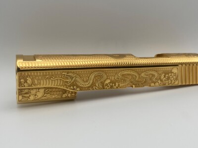 Deep laser engraved 1911 government slide and accents kit 24k gold ...