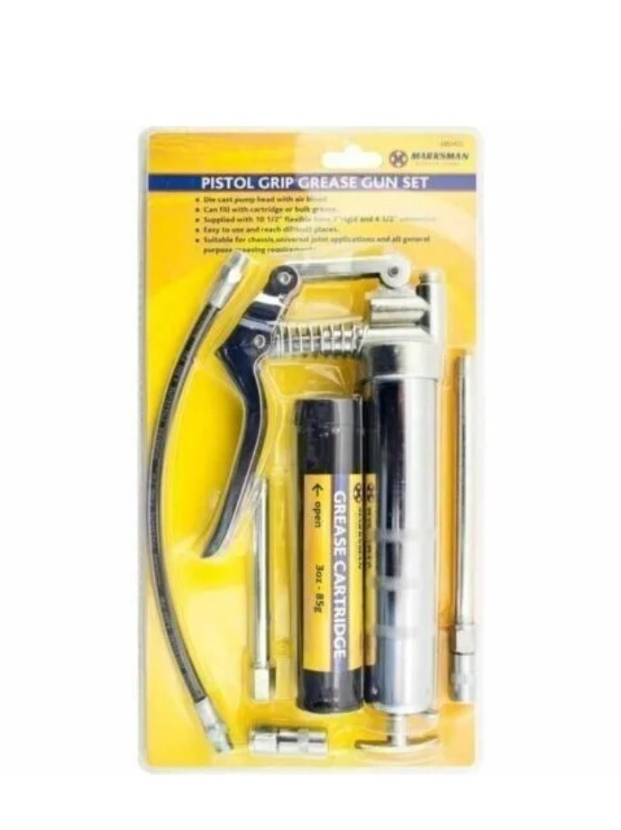 PISTOL GRIP GREASE GUN SET WITH 1X 3oz-85g GREASE CARTRIDGES MANUAL DIY ...