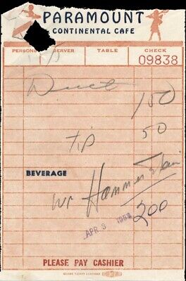 WILLIAM HAMMERSTEIN - MEAL TICKET SIGNED 04/03/1952 | eBay