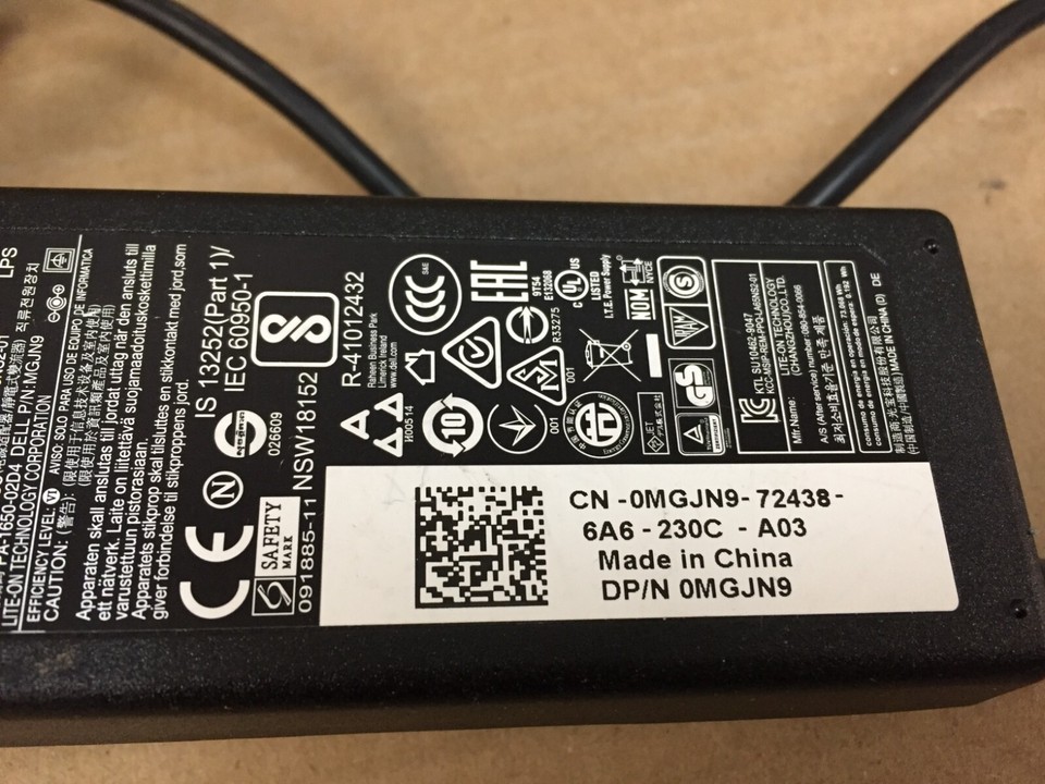 Lot of 5 Genuine OEM Dell 65W MGJN9 G6J41 AC Adapter Charger 4.5mm Tip ...