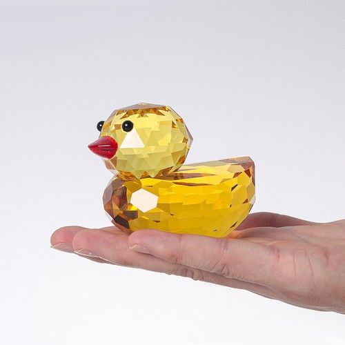 Yellow Crystal Duck Figurines Collectible Glass Animal Ornament Table ...