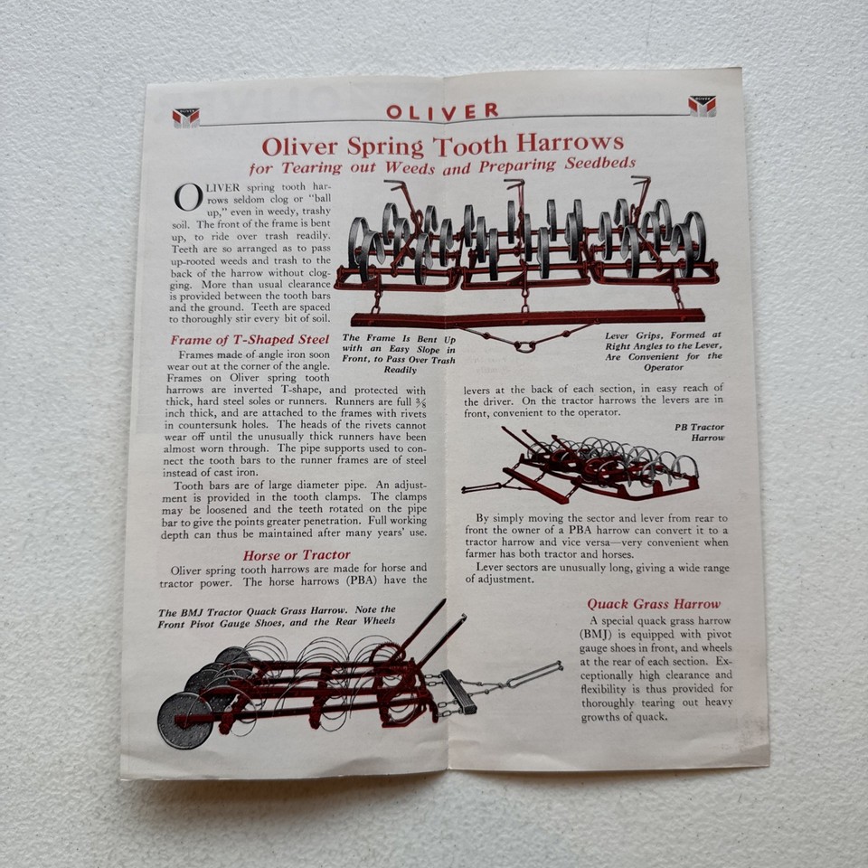 Vintage Oliver Tractor Spring Tooth Harrows PBA And BMJ Types Sales ...