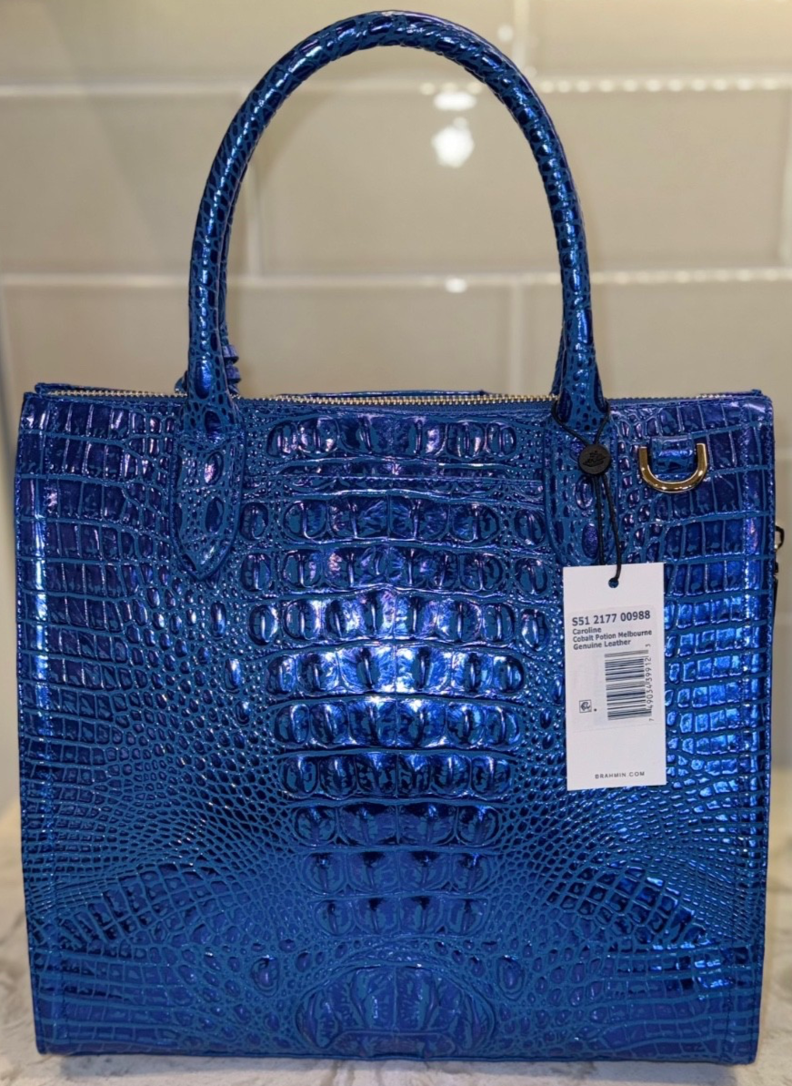 Brahmin Blue Cobalt Potion Caroline Satchel STUNNER Brand New! ALL TAIL ...