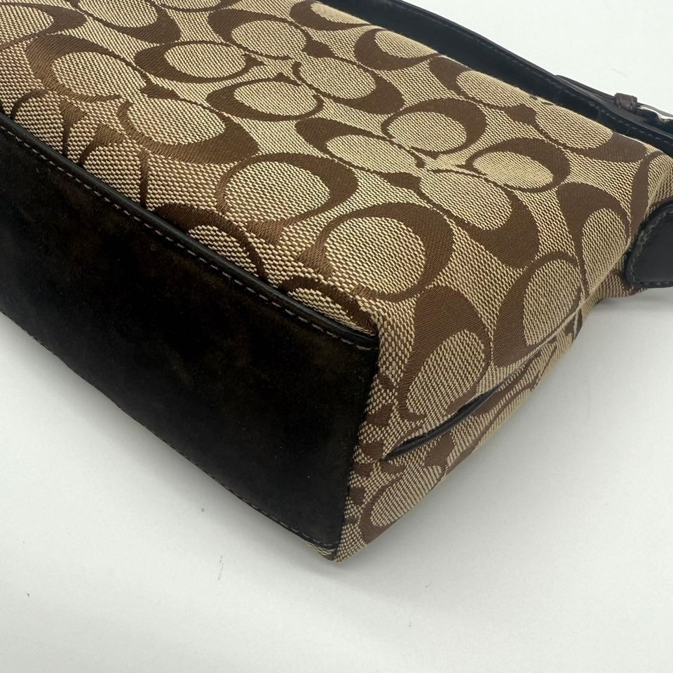 COACH One Shoulder Bag Brown Canvas Suede Authentic | eBay
