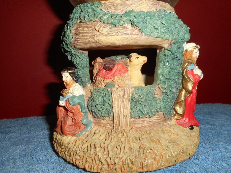 Vintage Christmas Nativity Carousel Music Box Water Globe O' Silent ...