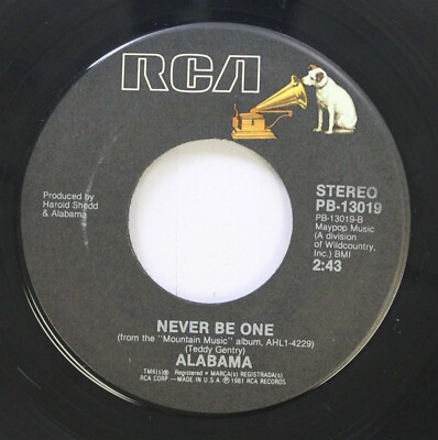 Country 45 Alabama - Never Be One / Mountain Music On Rca | eBay