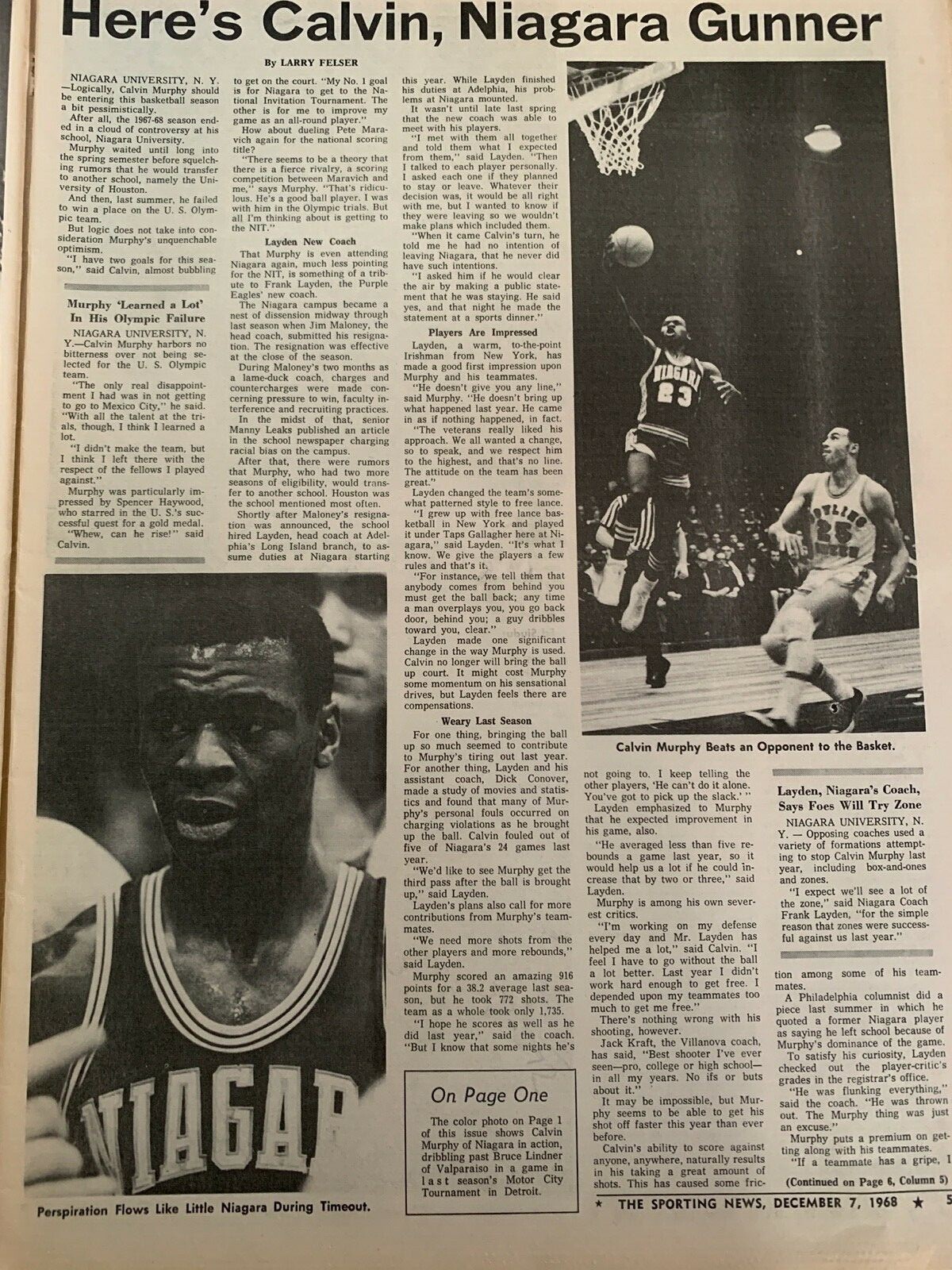 12/7/1968 The Sporting News- Lew Alcindor & UCLA #1, Calvin Murphy ...
