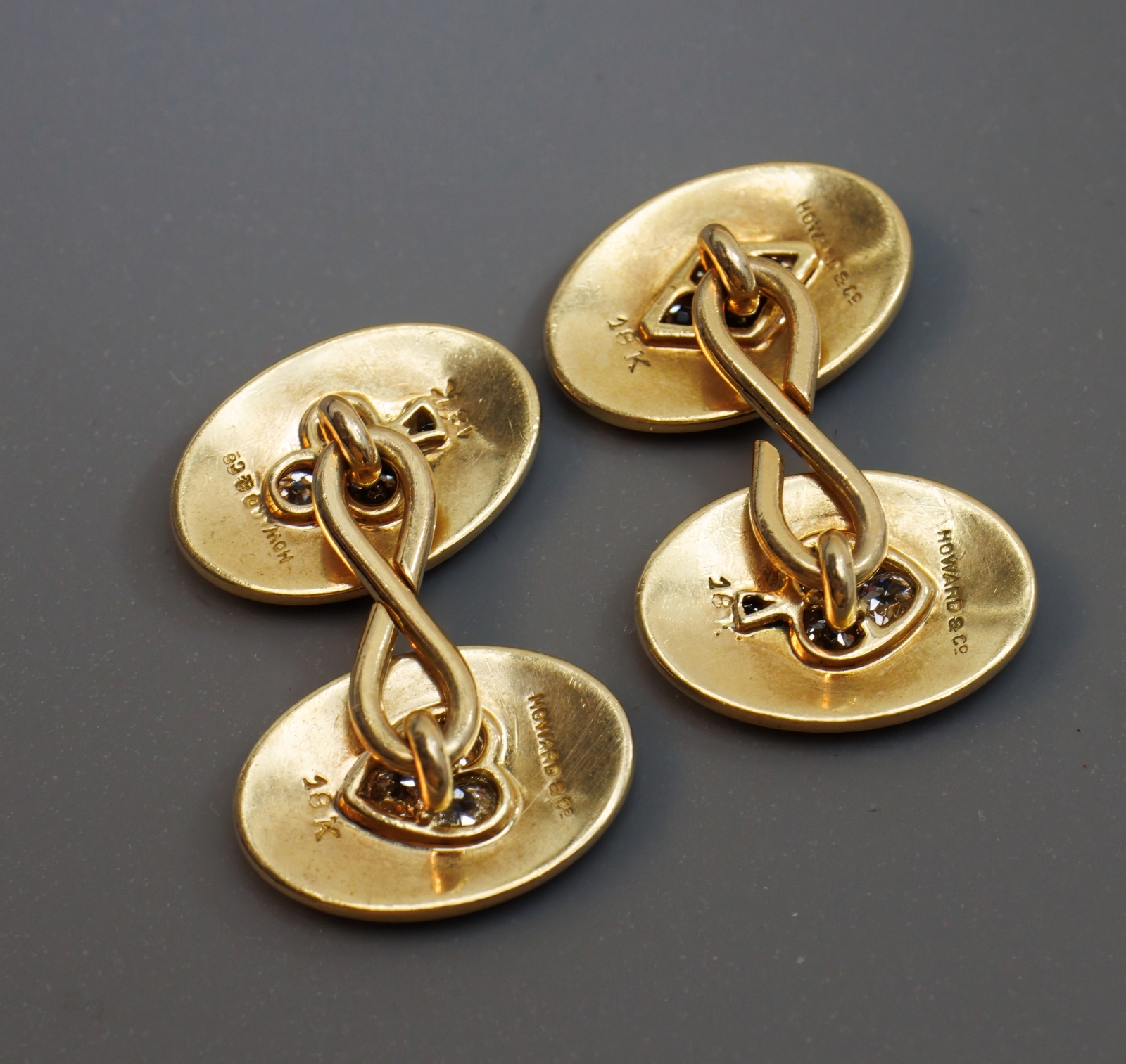 Antique Howard & Co Diamond 18k Gold Poker Cufflinks Gamblers Playing ...