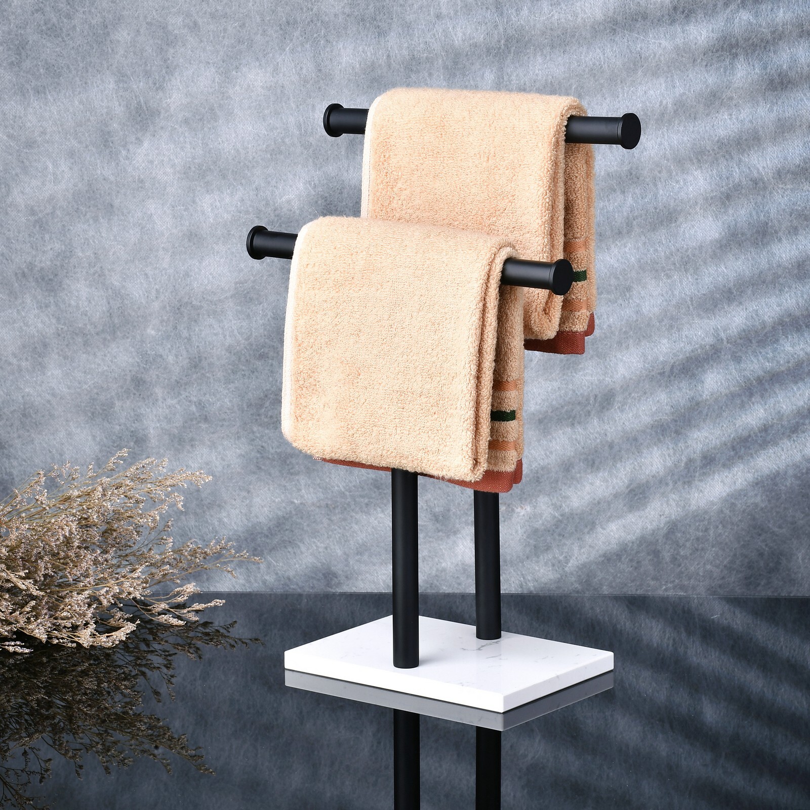 Hand Towel Stand Free Standing Towel Rack Double T-Shape Stainless ...