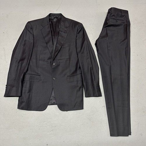 Canali Suit Mens 48R Charcoal Black Wool Pinstriped Two Piece Two ...