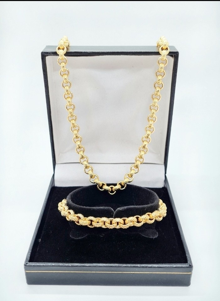 Kids Gold Belcher Chain Boys Girls Patterned 9ct Gold Filled 18" 6mm ...