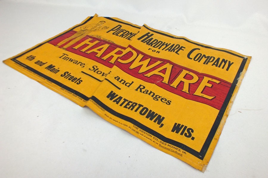 Vtg 1940s Puerner Hardware Company Watertown Wi Double Sided Canvas ...