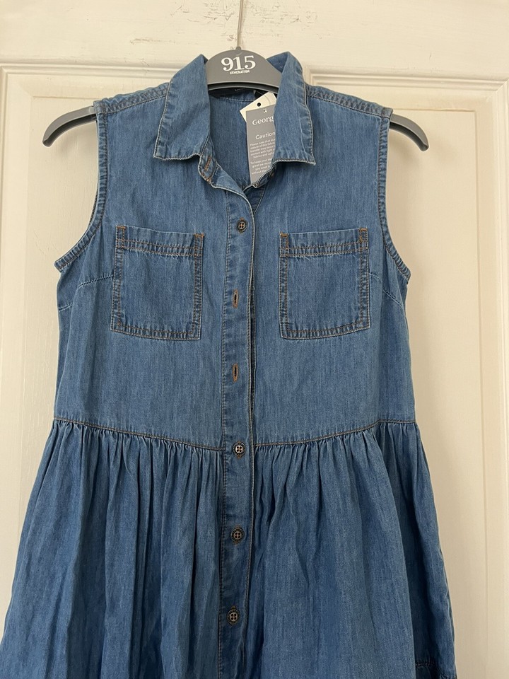 Girls lightweigjht denim dress age 10-11 | eBay