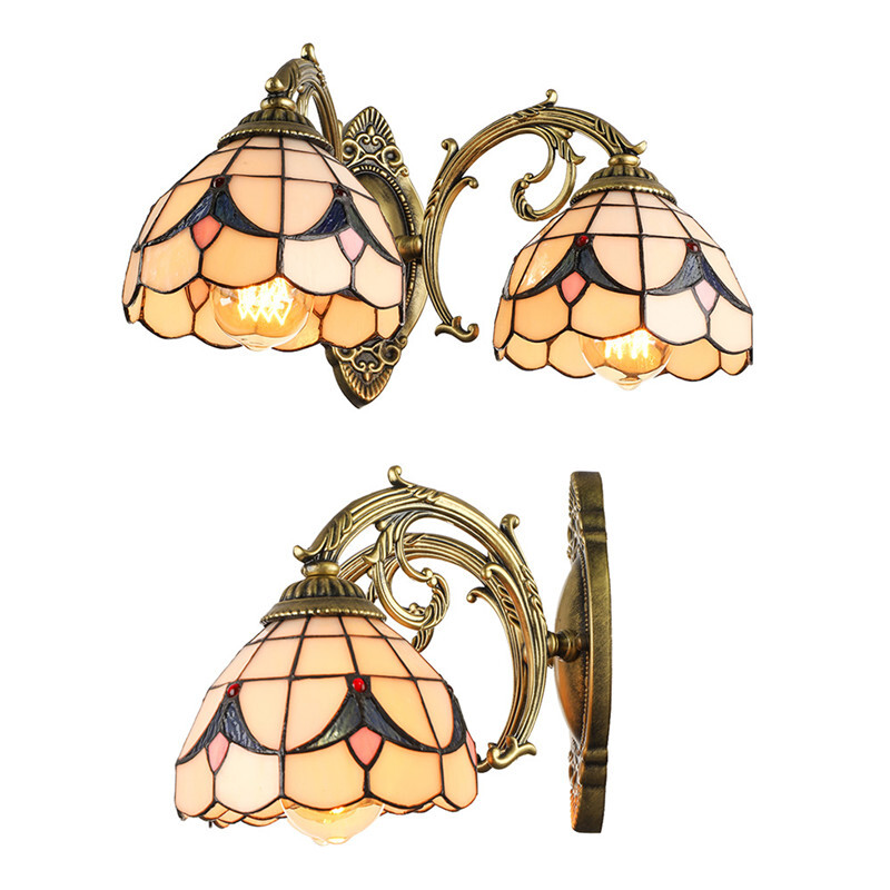 Mission Floral Vanity Light Stained Glass Style Light Up or Down ...