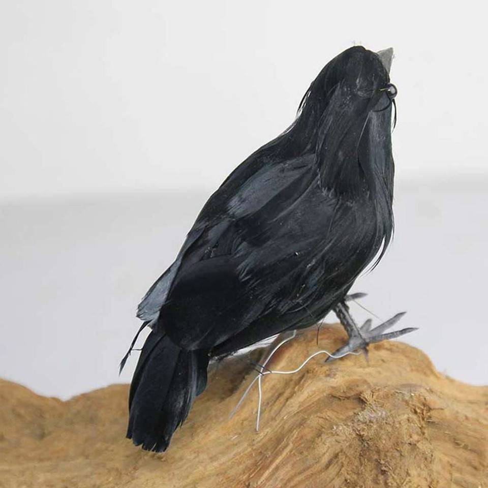 3PCS Halloween Crow Prop Large Realistic Raven Feathered Spooky Party ...