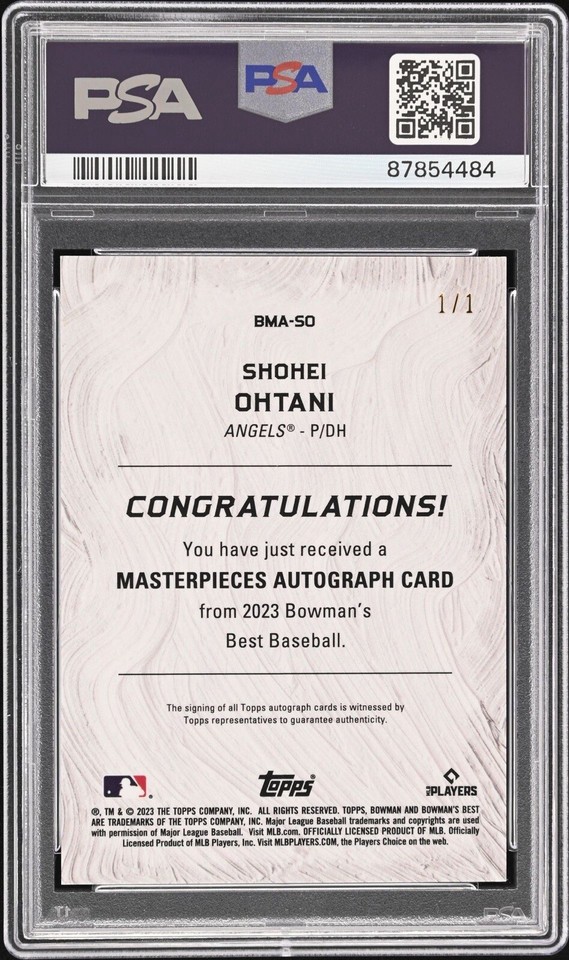 SHOHEI OHTANI 2023 Bowmans Best MASTERPIECES Superfractor 1/1 Auto SSP ...