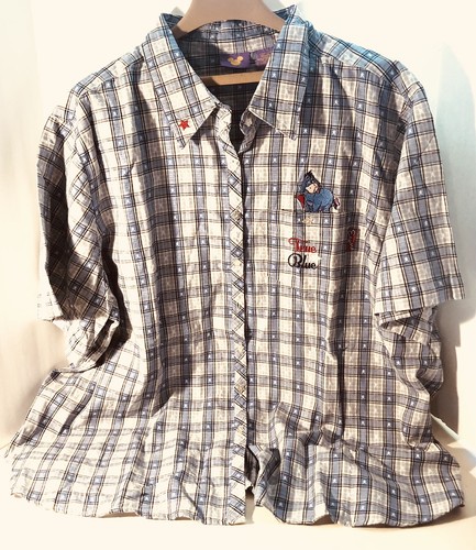 Women's Retire True Blue Plaid Button Down Shirt Jerry Leigh Disney ...