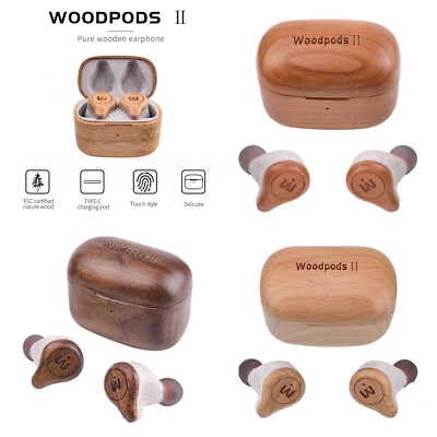 Woodpods II Holz Design Kopfhörer TWS Bluetooth Headset Kabellos | eBay.de