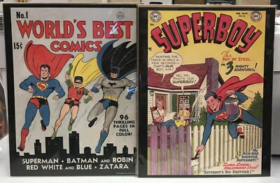 WORLD'S BEST COMICS & SUPERBOY VINTAGE DC COMICS SERIES 11" X 14 ...