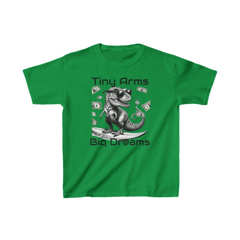 Kids Dinosaur Tee - Tiny Arms Big Dreams - Funny Cute Kids Graphic Tee ...