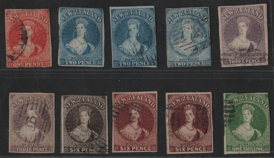 NEW ZEALAND 1862 IMPERF WATERMARK LARGE STAR S.G. #33/#45 LIGHTLY USED ...